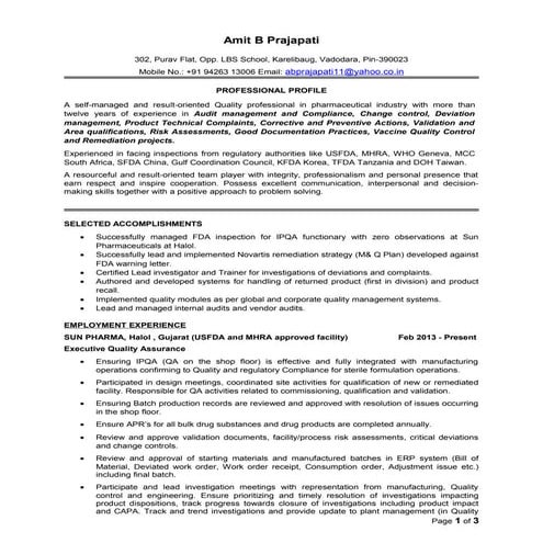 ABPV CV | DOC | Pharmaceutical Industry | Industries