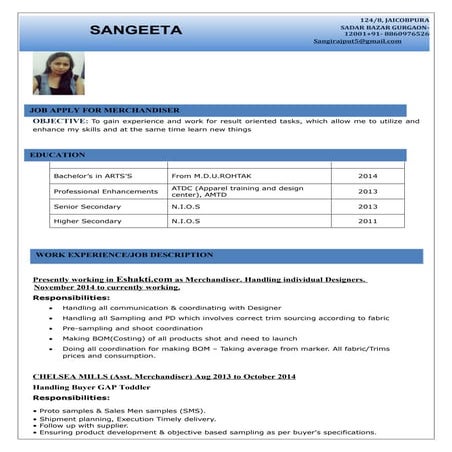 sangeeta cv.... | DOC