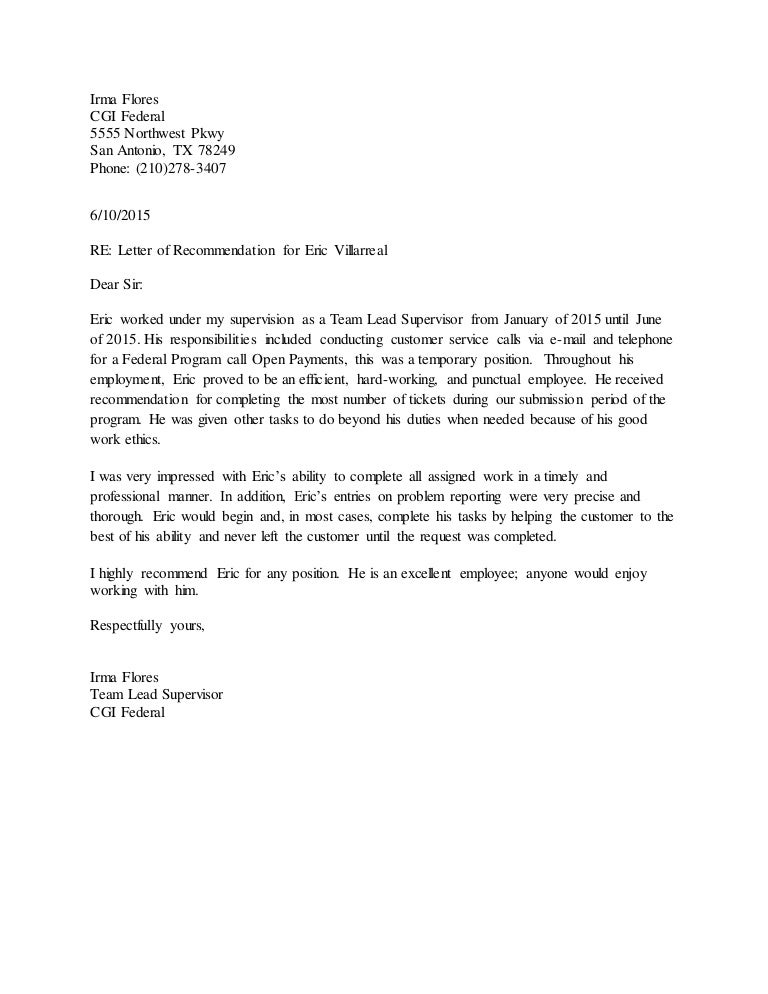 letter of recommendation