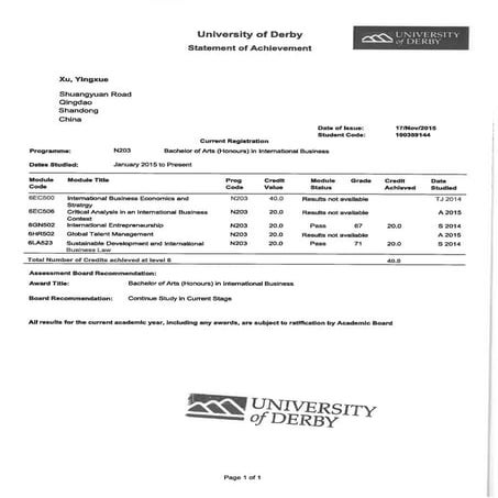 statement of achievement | PDF