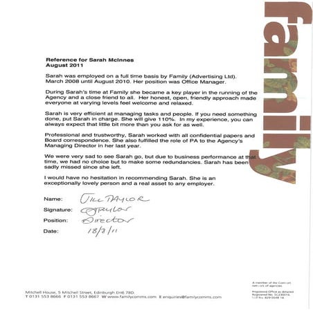 Family 2011 reference - Sarah McInnes | PDF