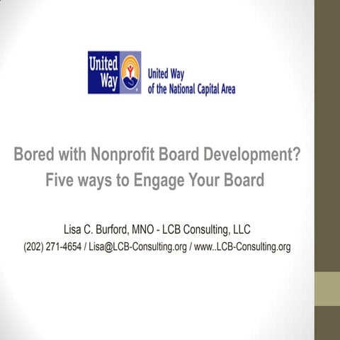 Bored with Board Development? Five Ways to Engage Your Board (June 22 ...