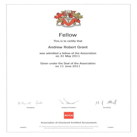 ACCA Fellowship Certificate | PDF