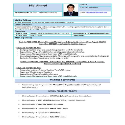 Bilal cv dubai | PDF