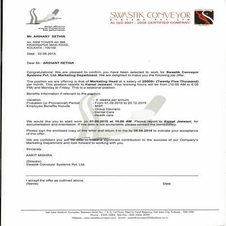 Aircom Offer Letter(Adecco) | DOCX