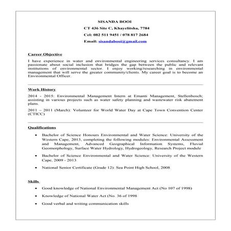 Sisanda Booi CV | DOC