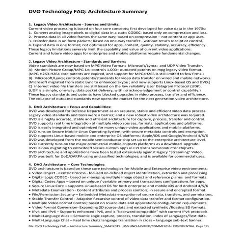 DVO FAQ - Architecture Summary | PDF