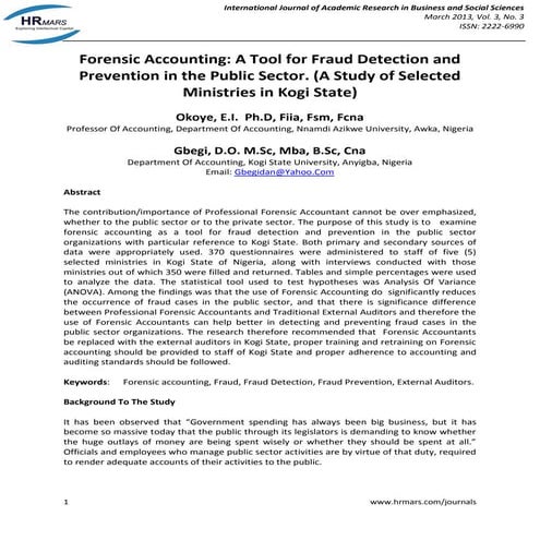 Forensic Accounting - Tool for Fraud Prevention | PDF