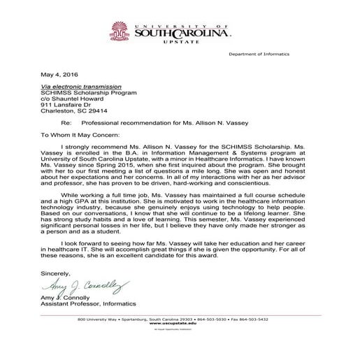 Vassey Alli Letter SCHIMSS 5-04-2016 | PDF