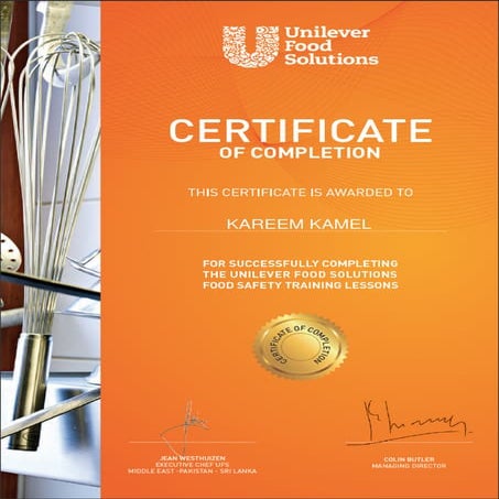 UFS Food Safety Training Certificate | PDF | Food Movements | Food & Drink