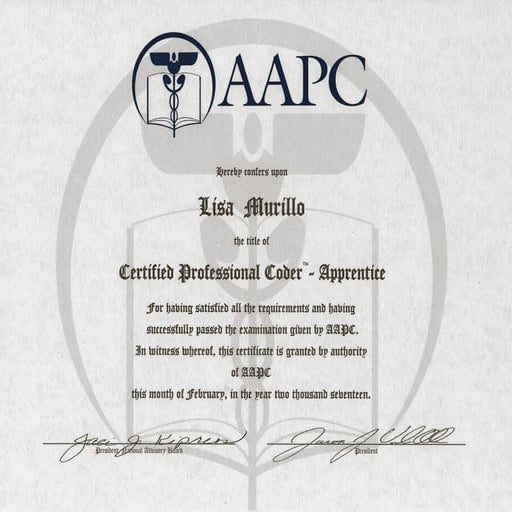 Lisa's AAPC Certification | PDF