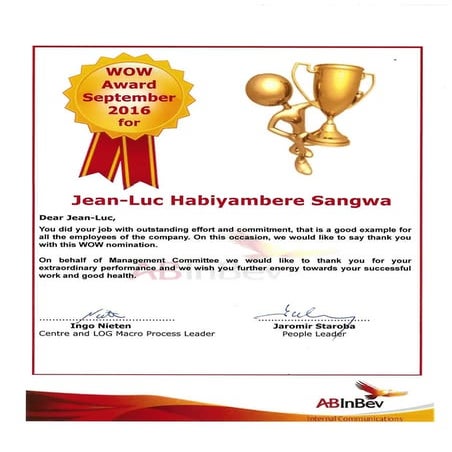 WOW Award Winner September 2016 | PDF