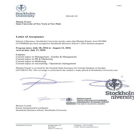 Summer letter of acceptance | PDF