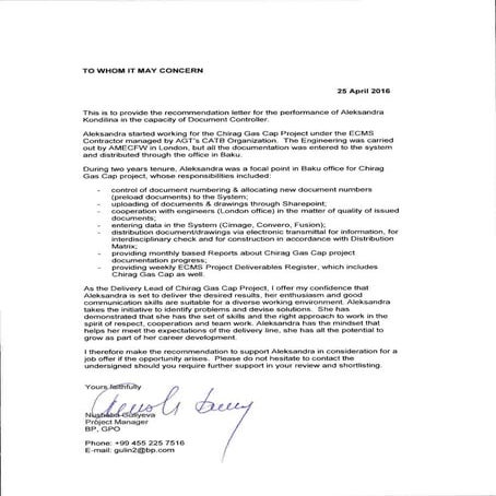 Recommendation Letter BP | PDF