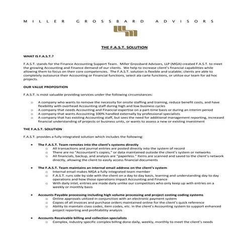 FAST Solution Explanation of Services | PDF