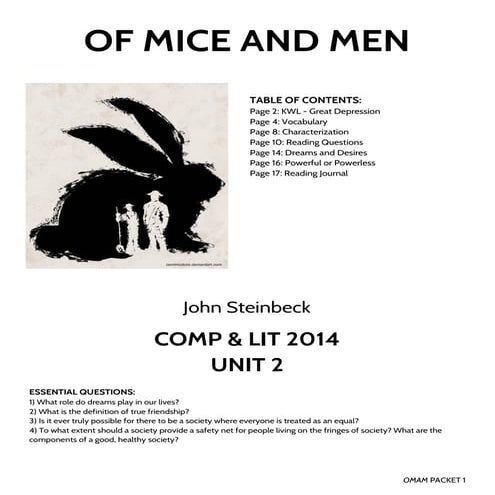Of Mice and Men worksheet packet | PDF