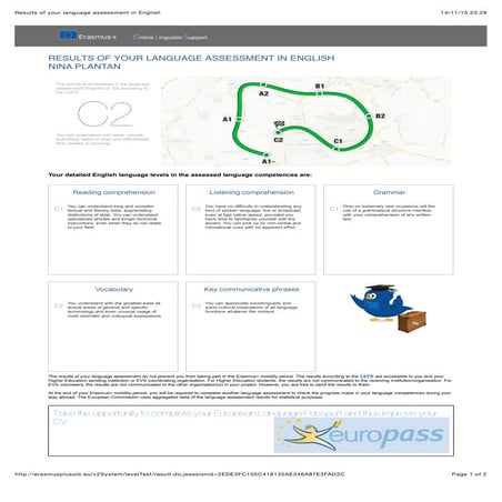 Results of your language assessment in English1 | PDF