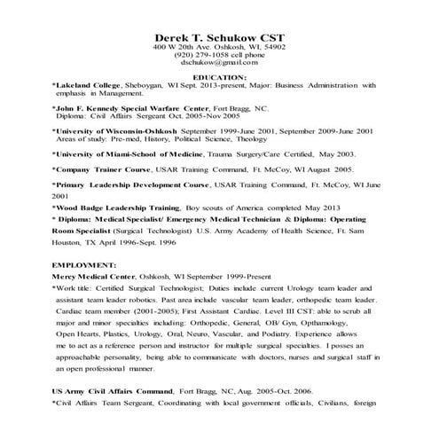 Derek's Resume 2014 | DOC