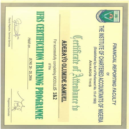 IFRS - CERTIFICATE OF ATTENDANCE | PDF