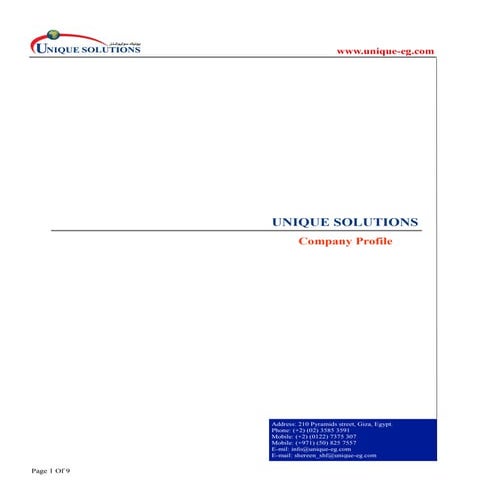 UNIQUE SOLUTIONS - Company Profile | PDF
