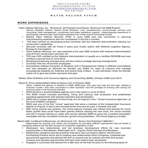 Updated Resume for David N. Finch including TVS and DWN 2-11-16 | PDF