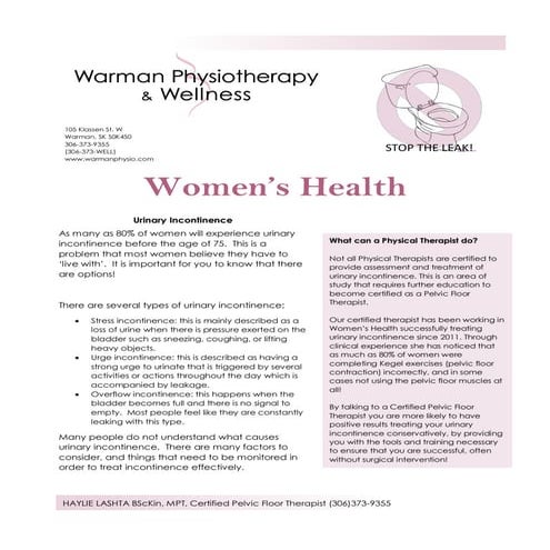 Womens' Health Handout | PDF