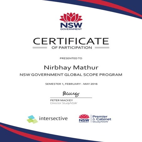 Nirbhay Mathur - Global Scope Certificate | PDF