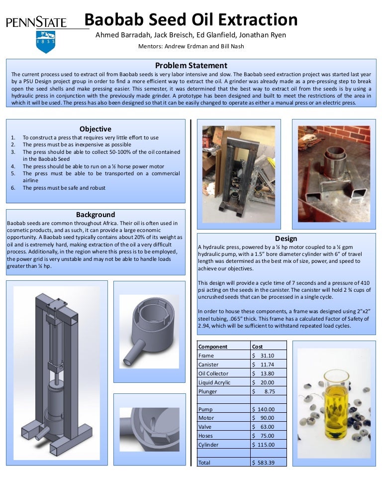 Baobab Seed Oil Extraction Poster