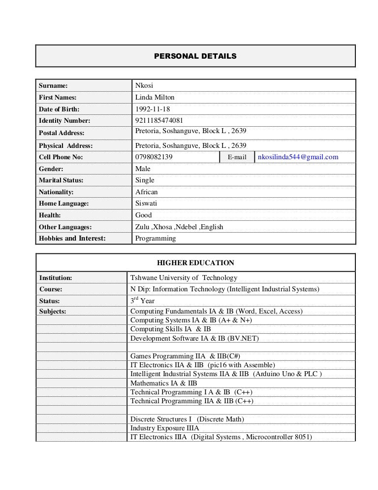 Personal & Academic Details