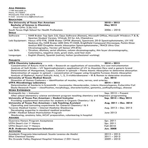Ana Herrera Resume | PDF