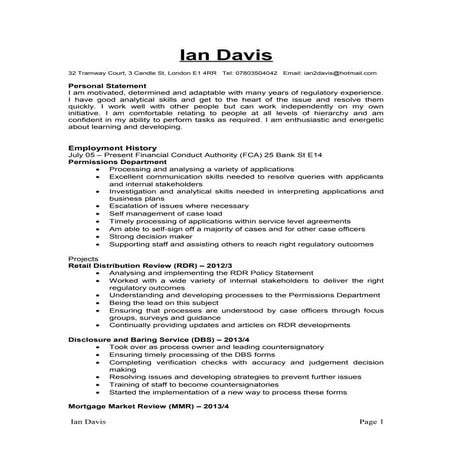 Resume - Ian Davis | DOC