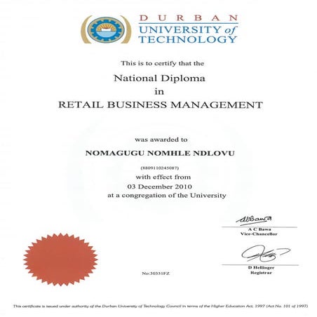 Nomagugu Diploma copy | PDF