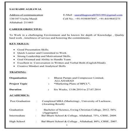SA resume | DOC | Business Administration | Business