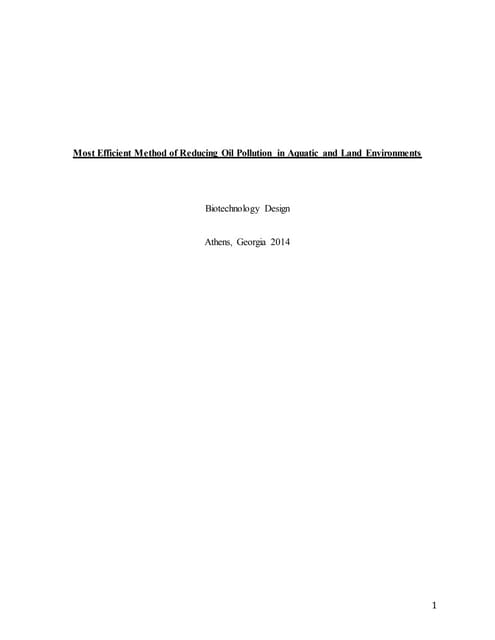 Bioremediation of Aquifers and Marine Oil Spills | PPTX