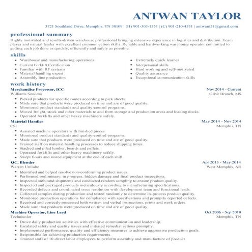 ANTWAN TAYLOR RESUME Pdf | PDF
