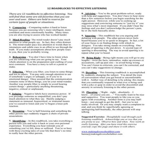 12 ROADBLOCKS TO EFFECTIVE LISTENING | PDF
