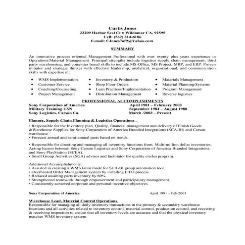 Curtis Jones (Resume) | PDF