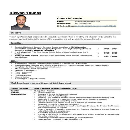 Resume For Document Controller (Updated) | PDF