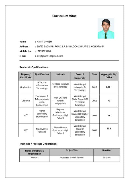 TCS CV Format | PDF