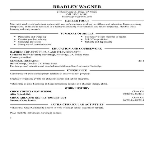 Bradley Wagner Resume 1 | PDF