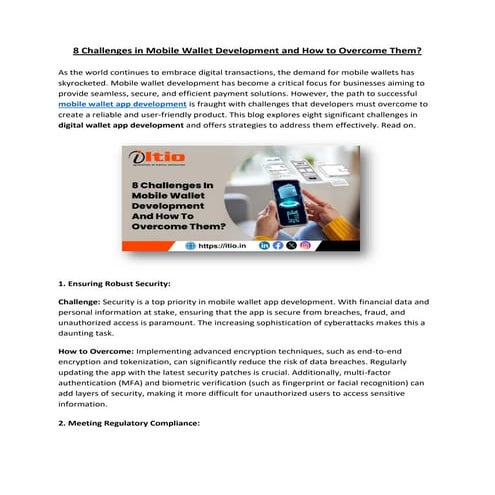 8 Challenges in Mobile Wallet Development and How to Overcome Them? | PDF