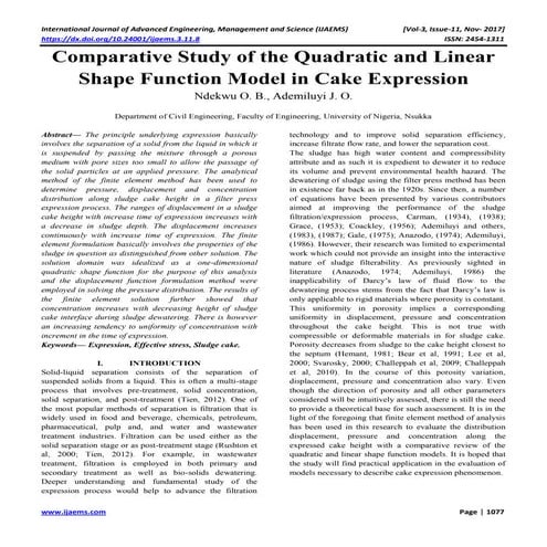 Comparative Study of the Quadratic and Linear Shape Function Model in ...