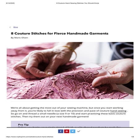 Couture hand sewing stitches you should know | PDF | Needlework | Arts ...