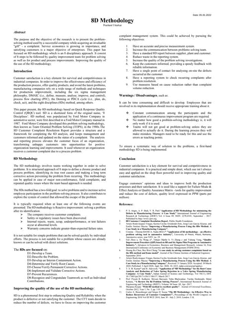 8D analysis presentation | PDF | Computer Software and Applications | Computing