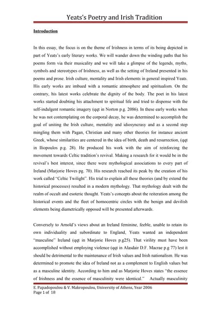 Presentation on W B Yeats | PPT