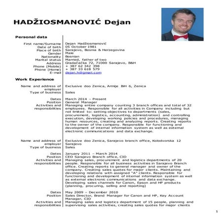 Dejan Hadziosmanovic, CV, eng 25.8.2016