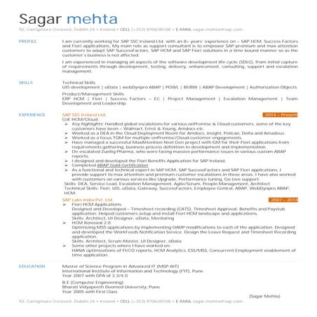 CV - Sagar Mehta | PDF