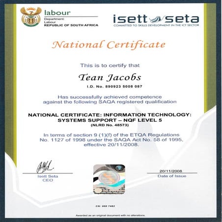National Certificate IT System Support | PDF