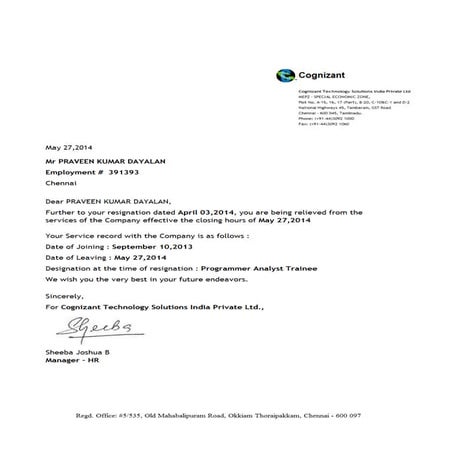 Experience Letter | PDF