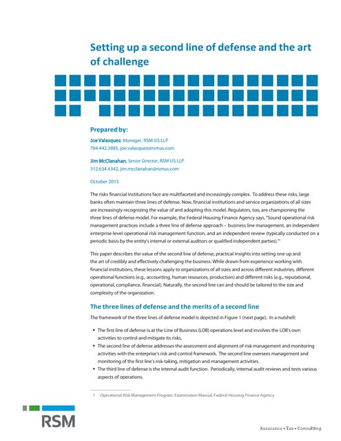 Pp the three lines of defense in effective risk management and control ...